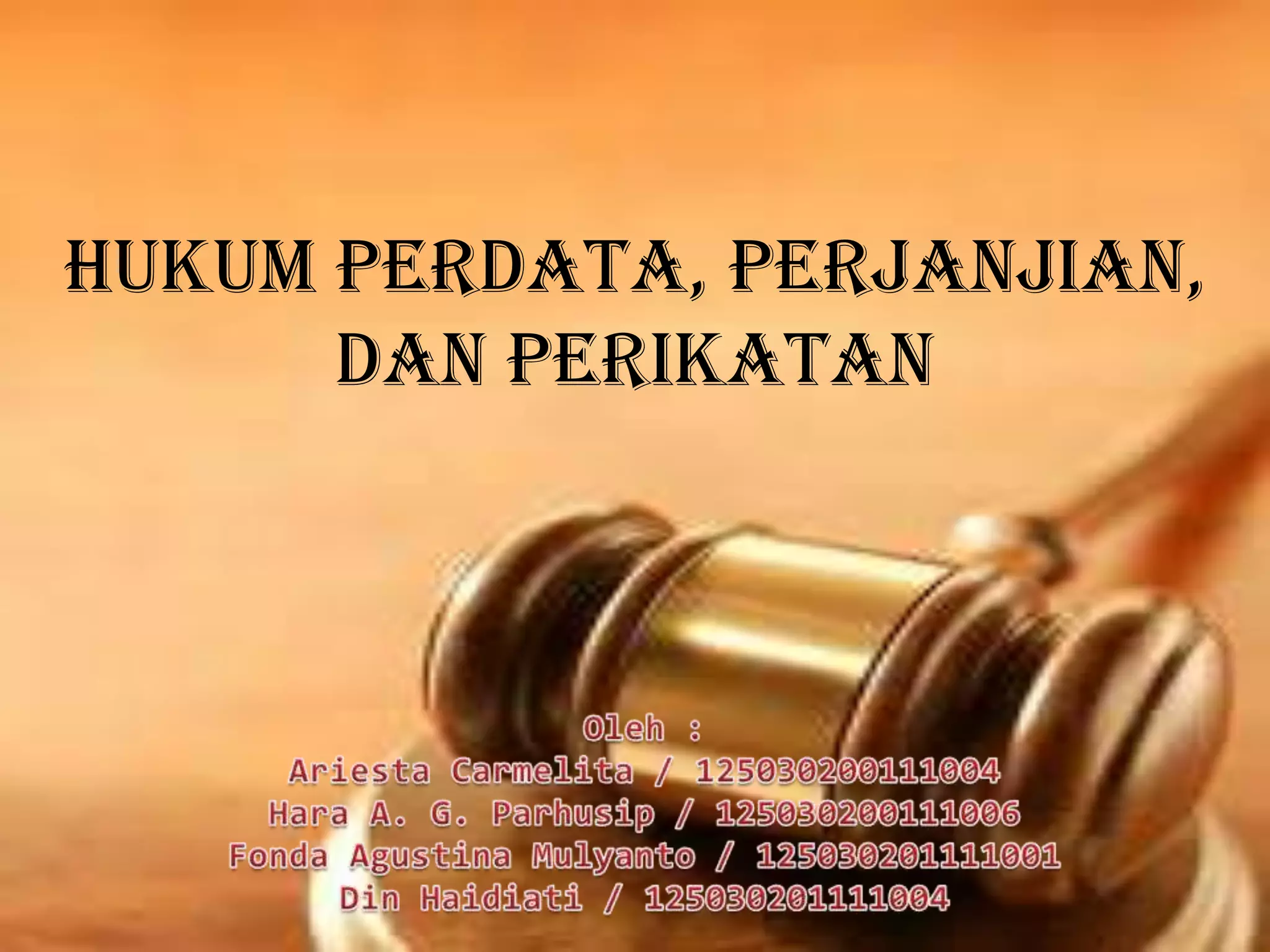 Hukum perdata perjanjian-perikatan | PPTX
