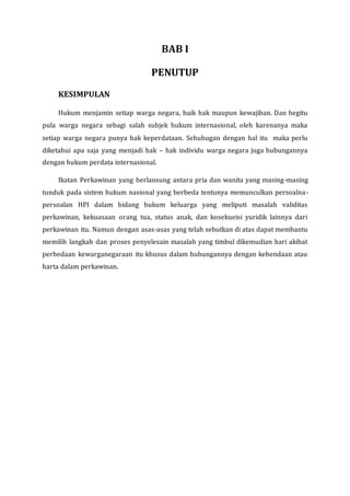 Hukum perdata internasional asas perkawinan dan kebendaan | DOCX