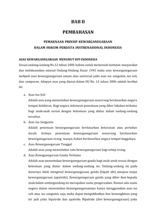 Hukum perdata internasional asas perkawinan dan kebendaan | DOCX