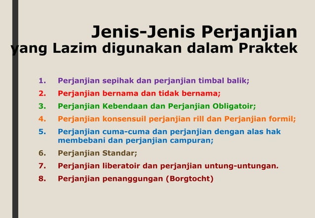 HUKUM PERDATA (PART XII) - (Bentuk dan Jenis Perjanjian yang Lazim).pptx