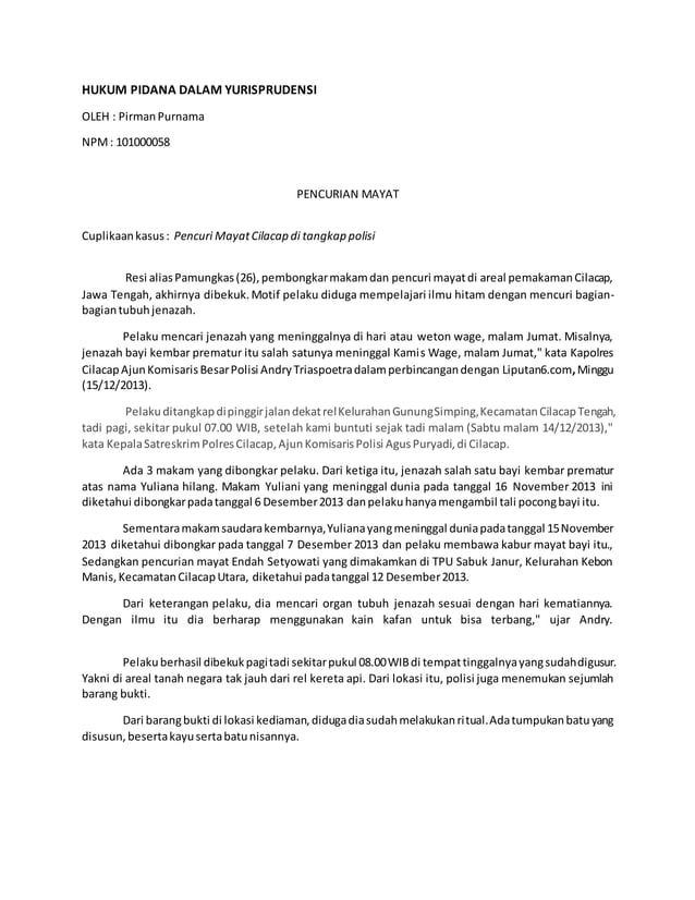 Hukum pidana dalam yurisprudensi | DOCX