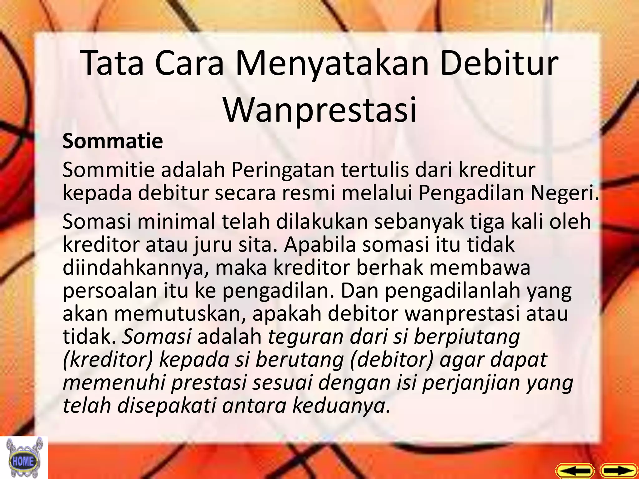 Hukum prestasi dan wanprestasi di indonesia | PPTX