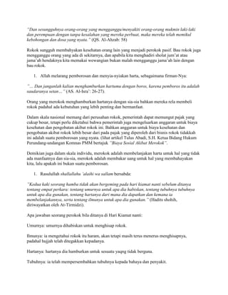 Hukum rokok dalam islam adalah haram atau makruh | DOCX