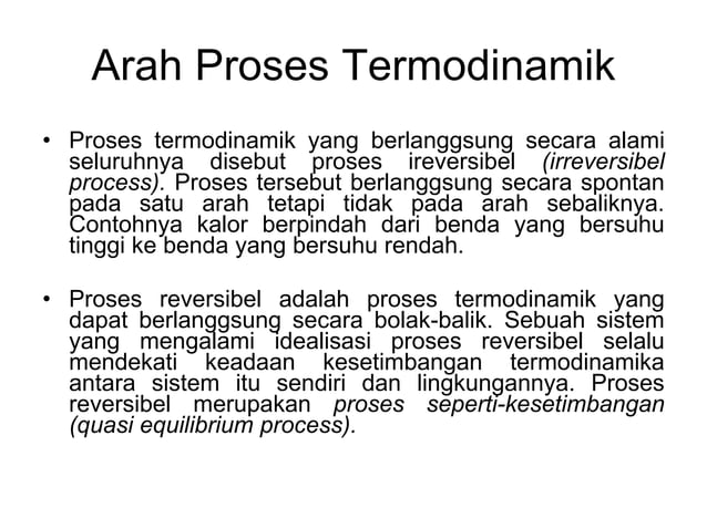 Hukum termodinamika kedua | PPT