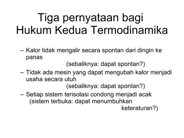 Hukum termodinamika kedua | PPT