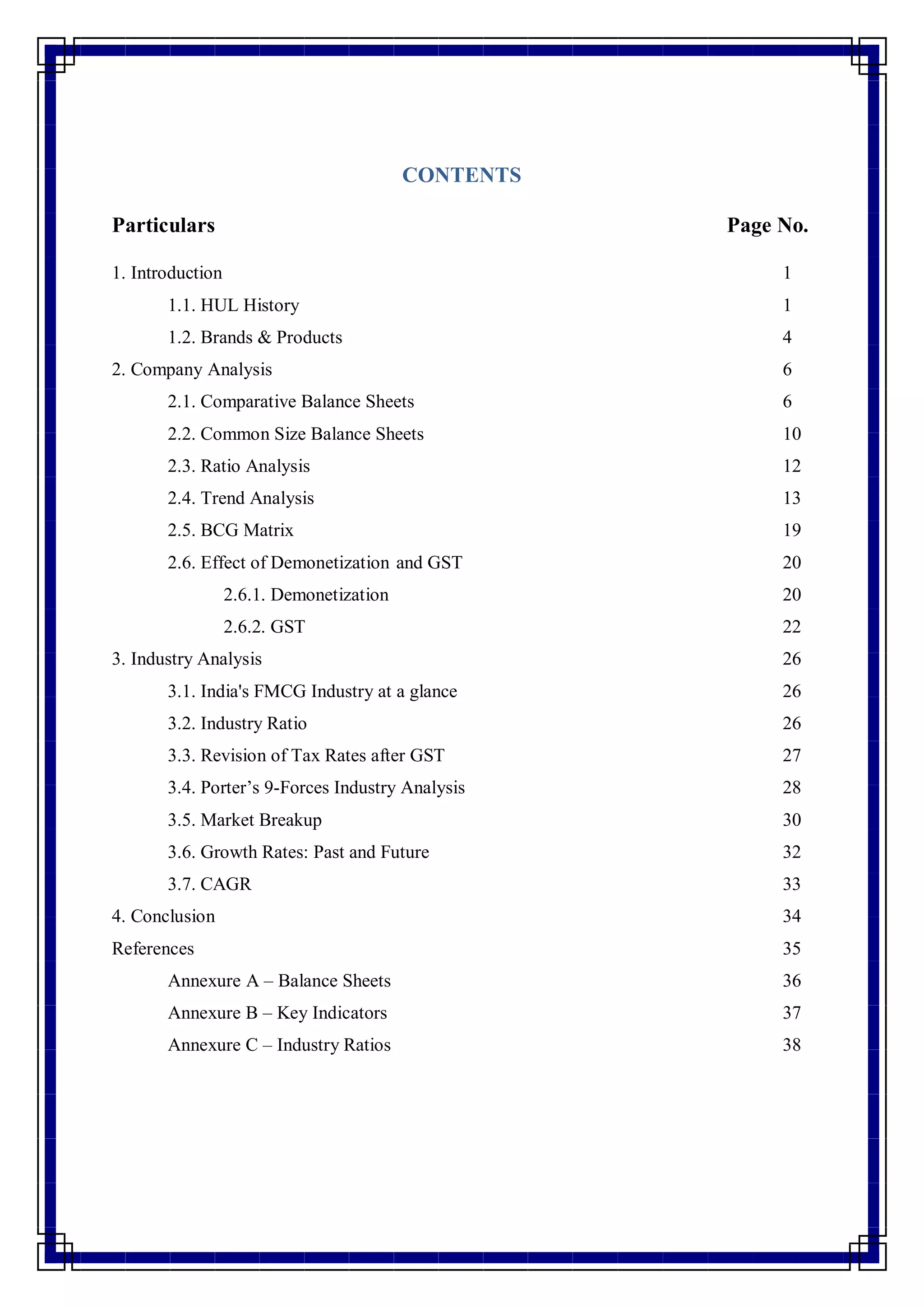 A Report On The Financial Analysis Of Hindustan Unilever Limited (HUL ...