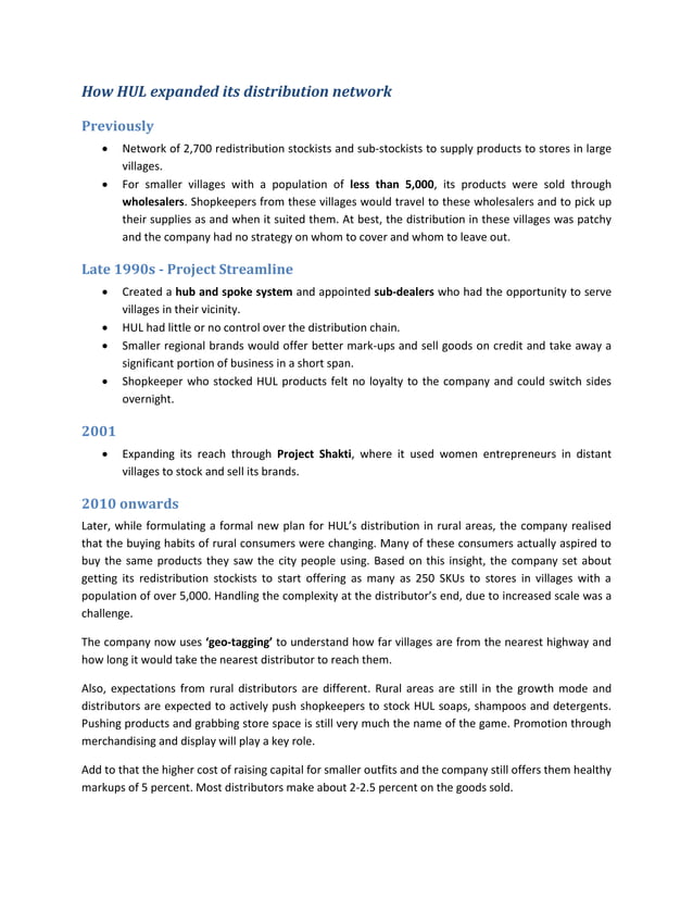 HUL Distribution Model | PDF