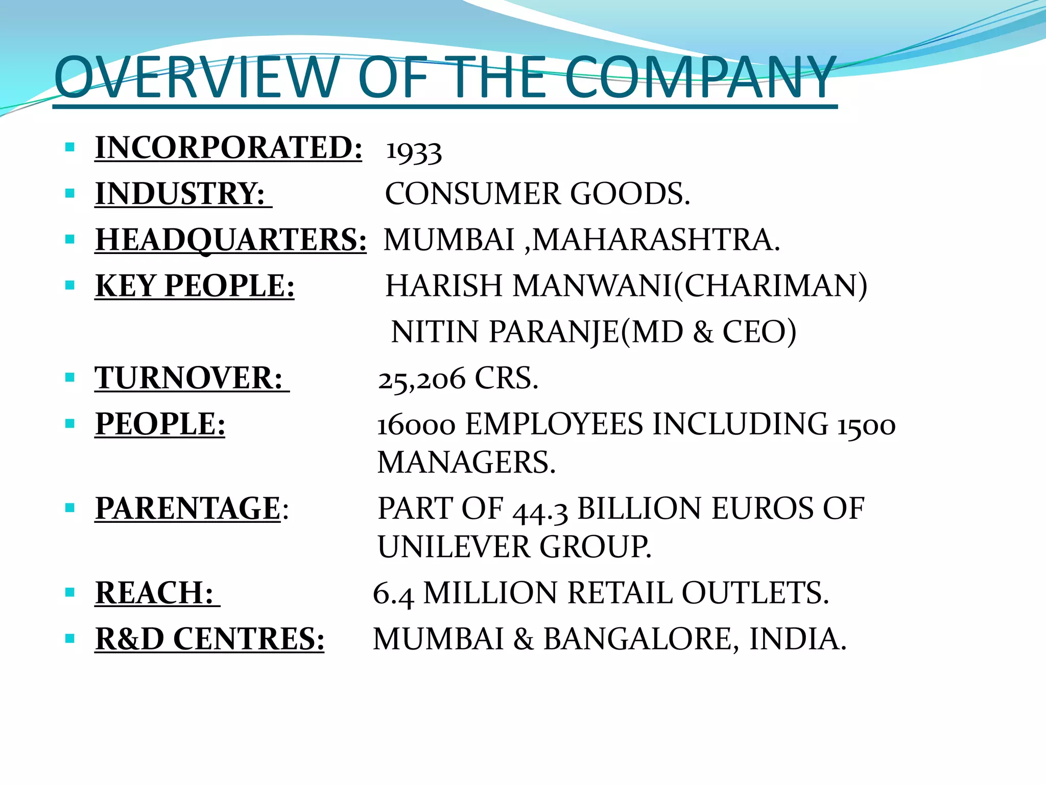 HINDUSTAN UNILEVER LIMITED PPT | PPTX