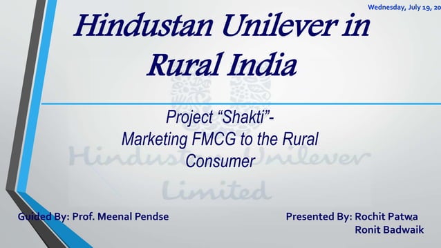 HUL in rural India- Project Shakti | PPTX