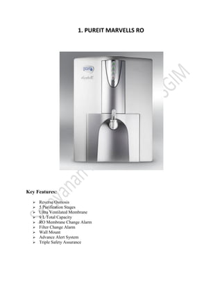 Hul pureit manual ro,uv,advanced | PDF