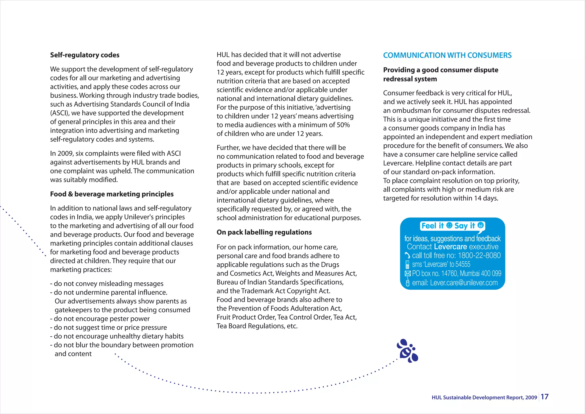 Hul sustainable developmentreport2009_tcm114-226531 | PDF
