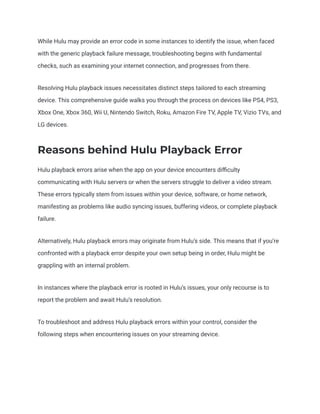 How to Fix a Hulu Playback Failure | PDF