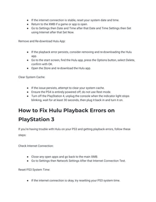 How to Fix a Hulu Playback Failure | PDF