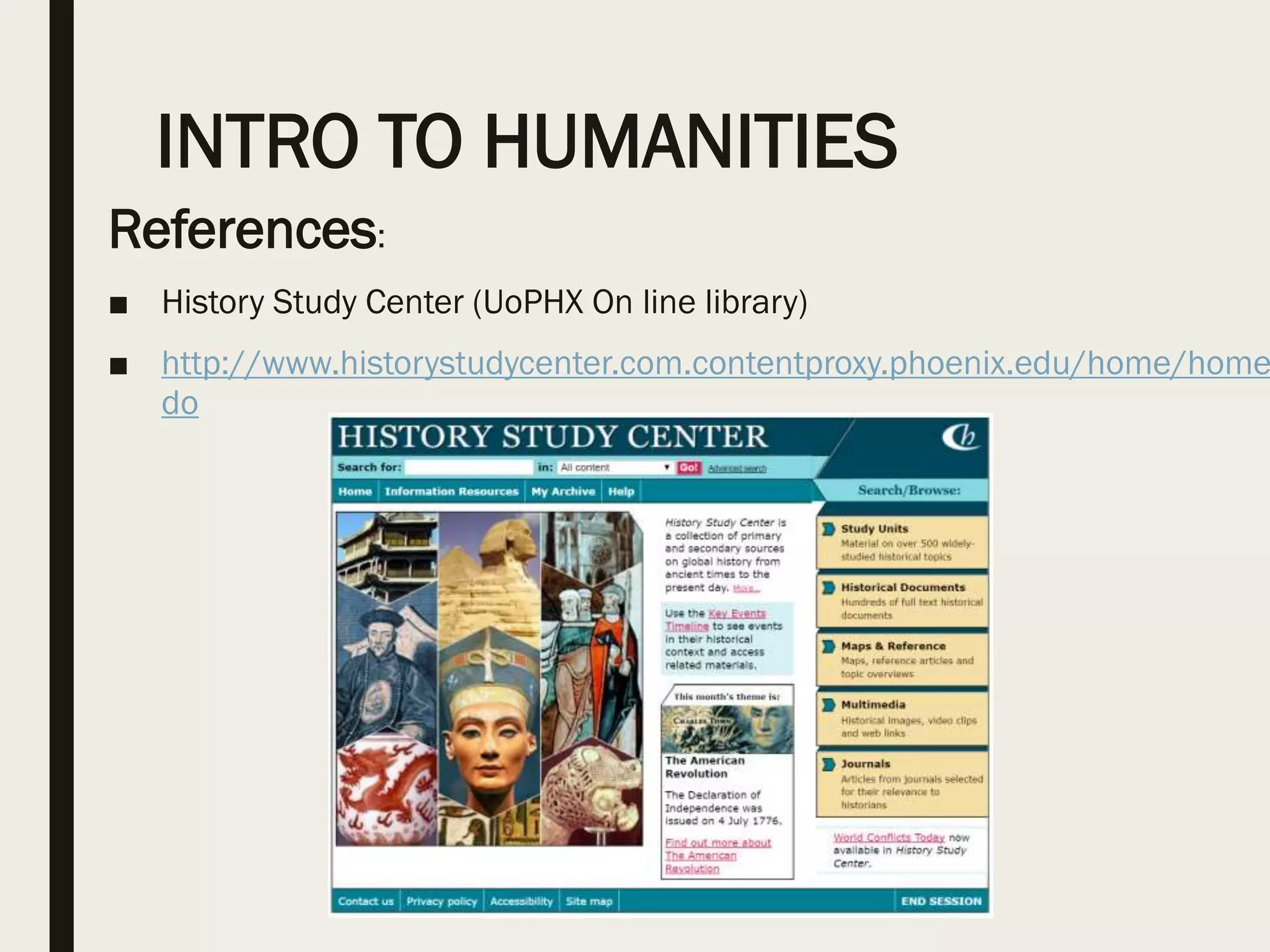 Introduction to the Humanities I: References | PDF