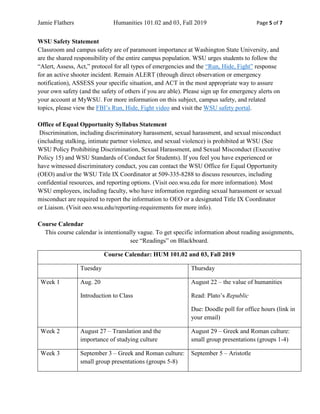 Hum 101 syllabus section 2 and 3 final fall2019 | PDF