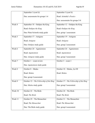 Hum 101 syllabus section 2 and 3 final fall2019 | PDF