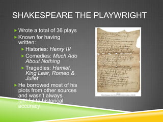 Hum1020 1030 shakespeare & elizabethan theatre | PPTX