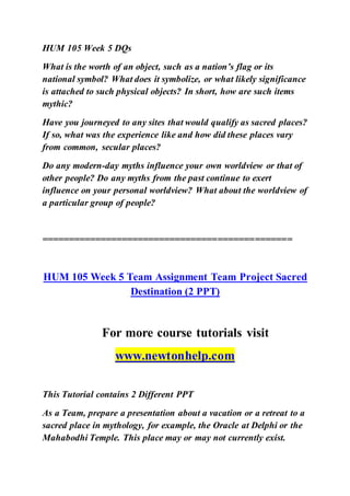 HUM 105 Learn/newtonhelp.com