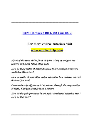 HUM 105 Learn/newtonhelp.com