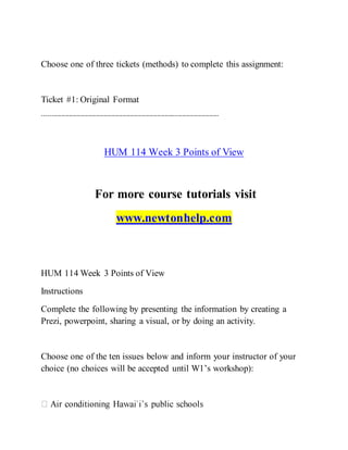 Hum 114 Future Our Mission/newtonhelp.com