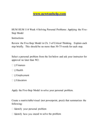 Hum 114 Future Our Mission/newtonhelp.com