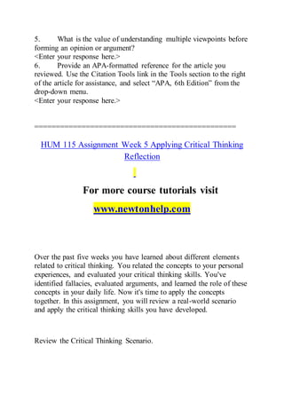 HUM 115 Learn/newtonhelp.com