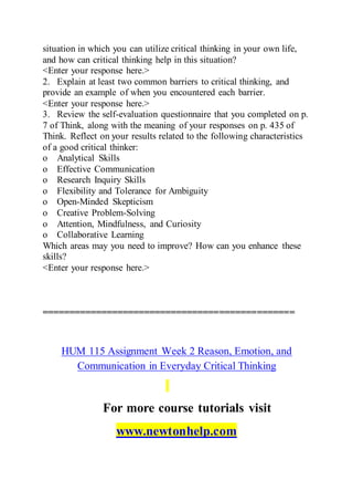 HUM 115 Possible Is Everything/newtonhelp.com