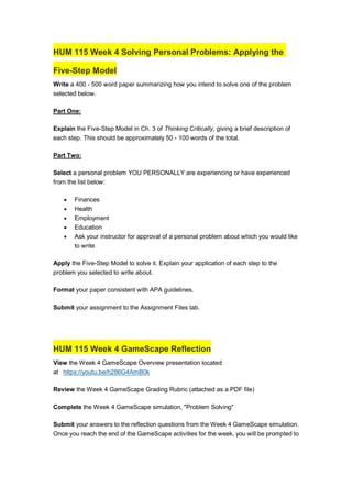 Hum 115 hum115 | PDF | Educational Assessment | Education