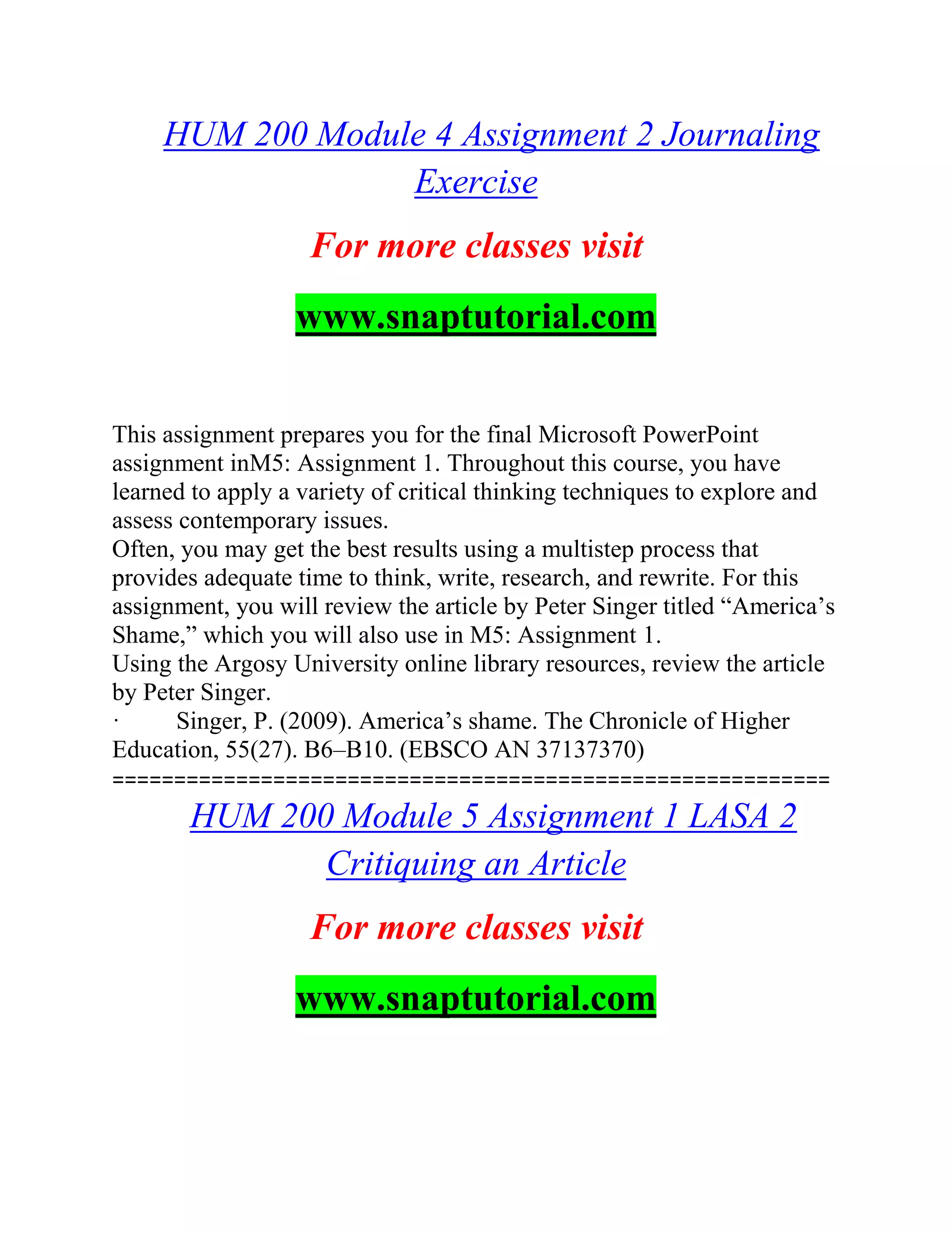 HUM 200 help Successful Learning/Snaptutorial | PDF