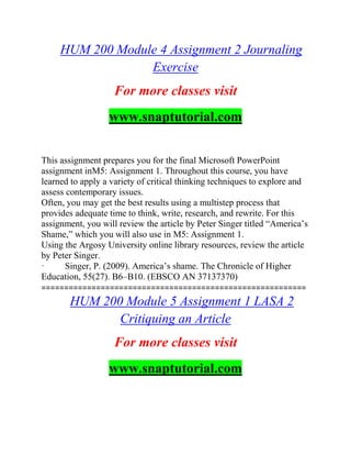 HUM 200 help Successful Learning/Snaptutorial | PDF