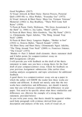 HUM 201 FINAL COMPARECONTRAST ESSAYPreliminary components and fi | DOCX