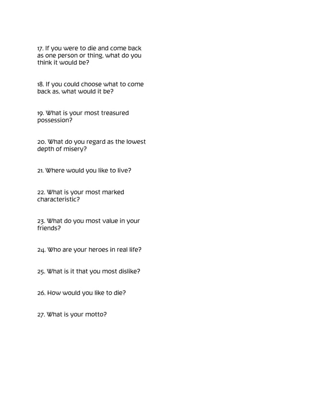 HUM2220 Proust Questionnaire | PDF