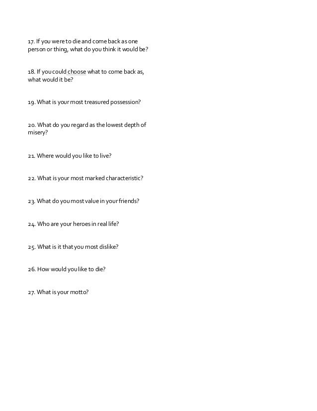 Questionnaire De Proust