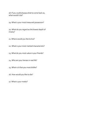 Hum2220 sp2015 proust questionnaire | PDF