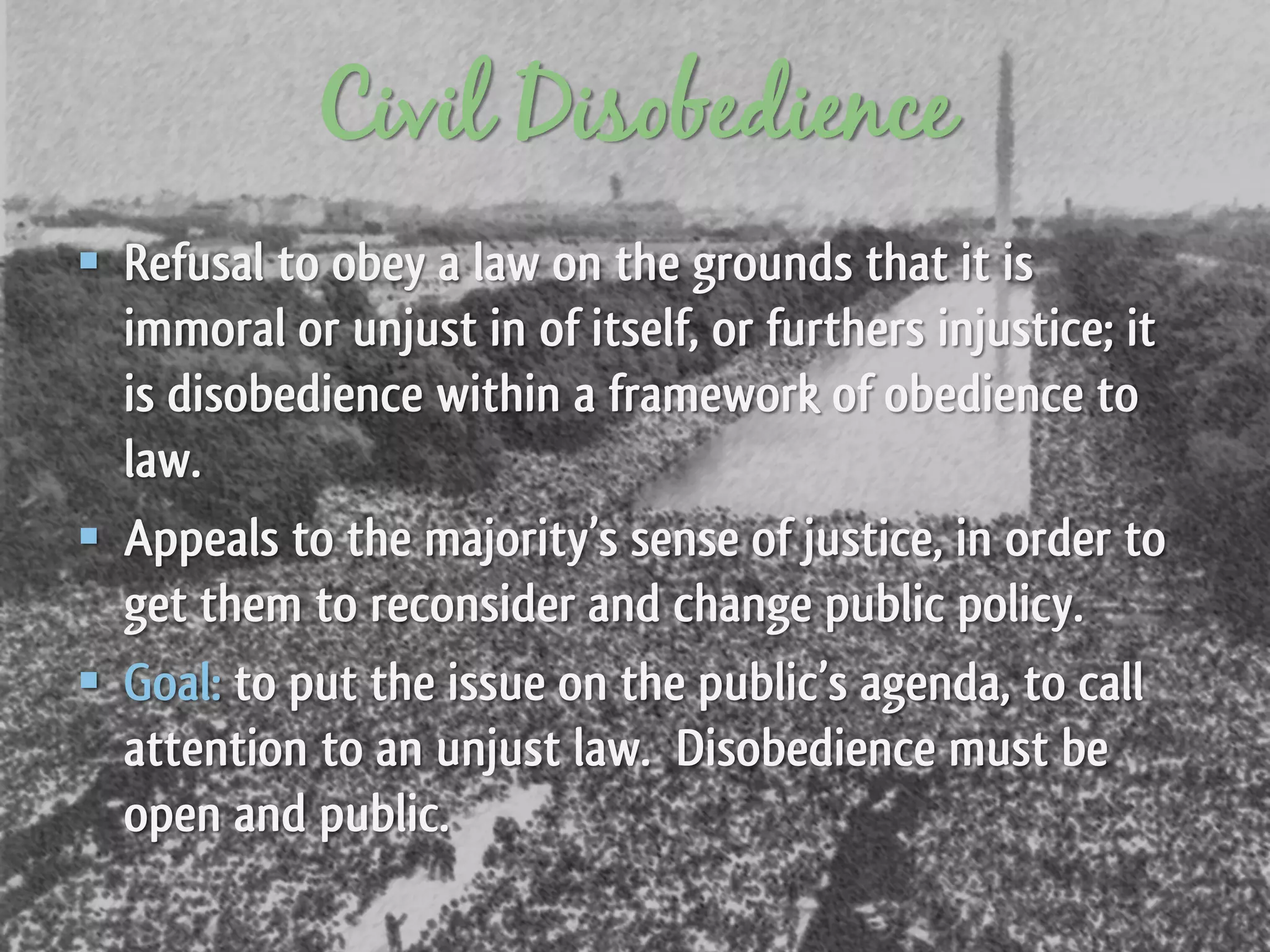Hum2250 civil disobedience & civil rights movement political action for ...