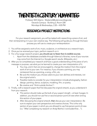 Hum2250 sm2017 research project packet | PDF