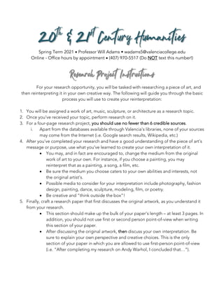 Hum2250 sp2021 research project description | PDF
