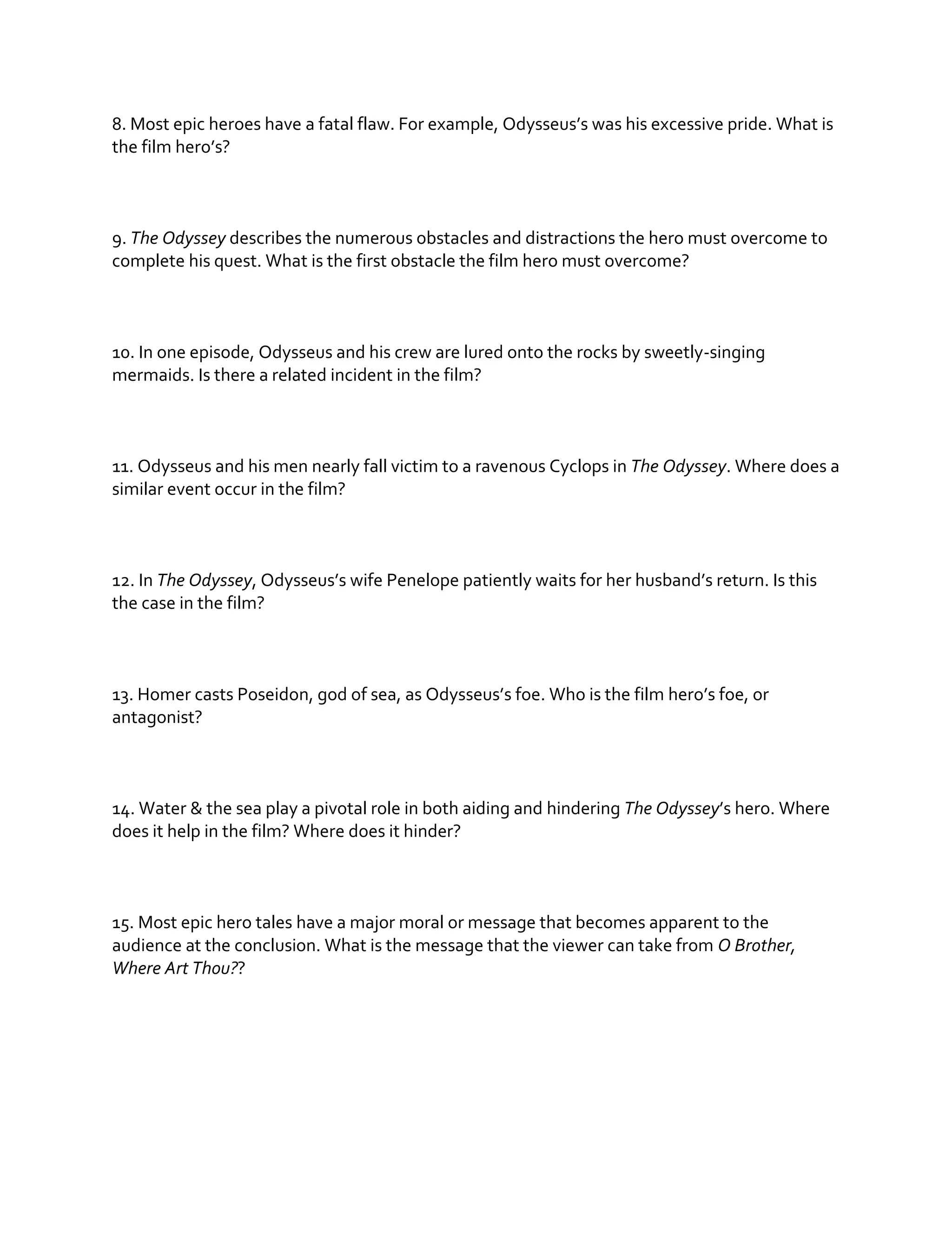 Hum2310 o brother where art thou film response | PDF
