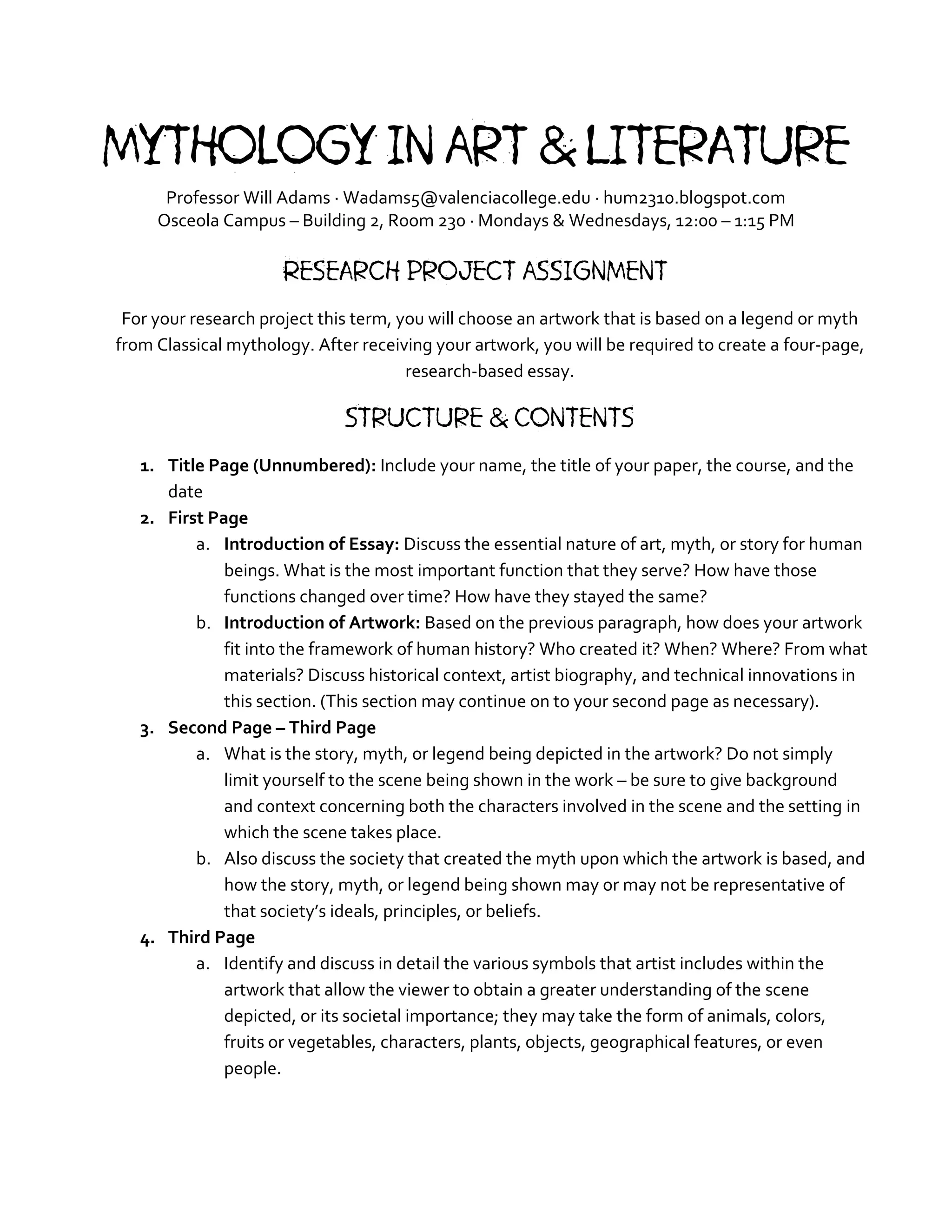 Hum2310 sm2016 research project packet | PDF