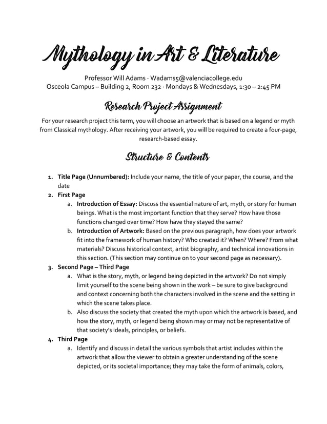 Hum2310 sp2017 research project assignment | PDF