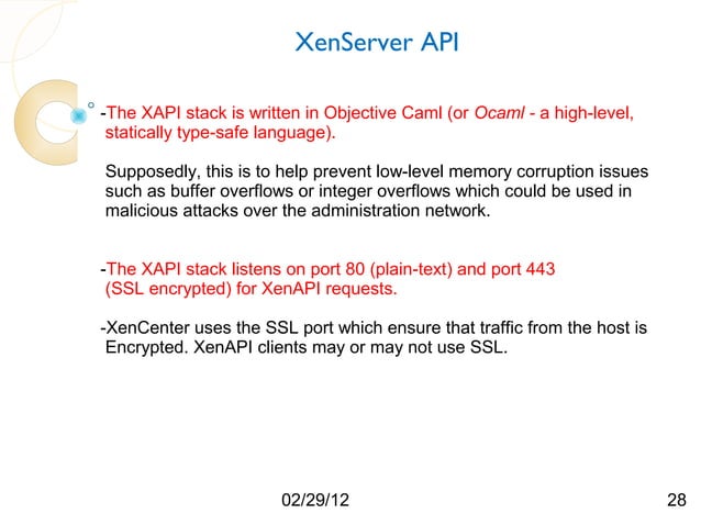 XenServer, Hyper-V, and ESXi - Architecture, API, and Coding | PPT