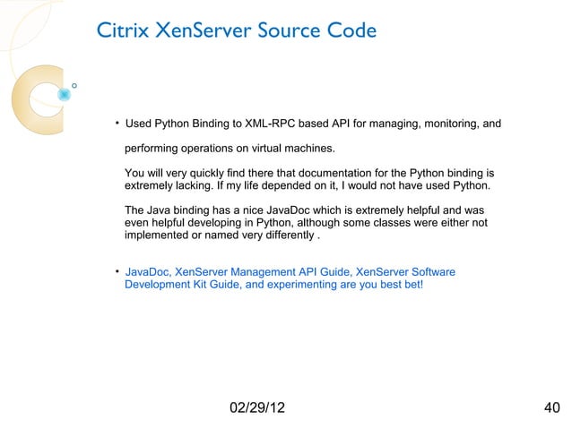 XenServer, Hyper-V, and ESXi - Architecture, API, and Coding | PPT