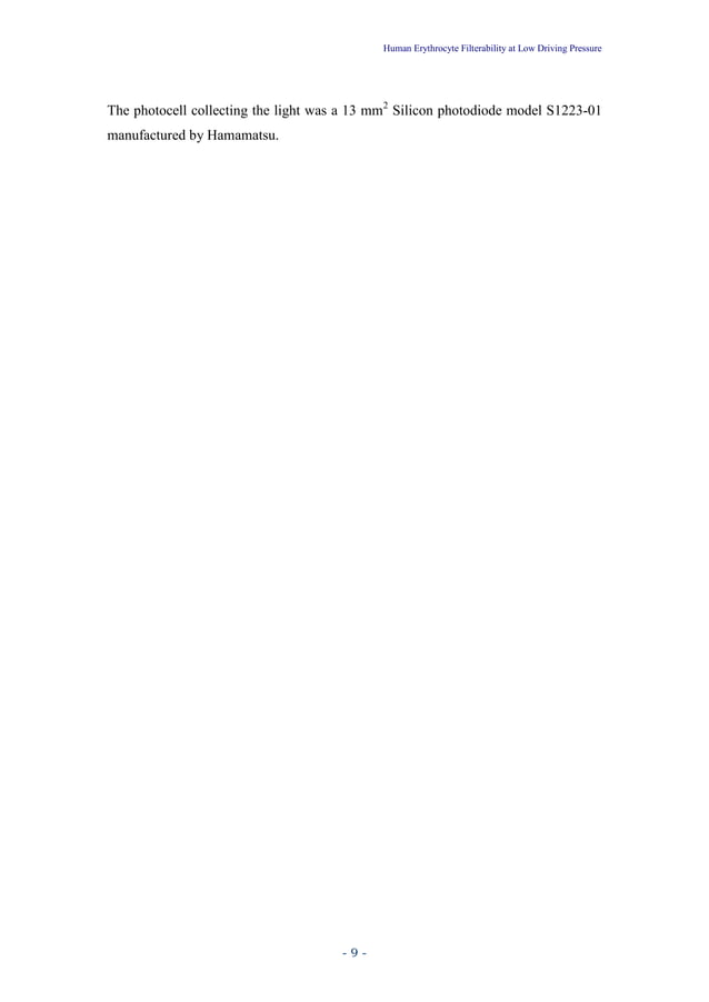 Human erythrocyte filterability at low driving pressure version 7.1 | PDF