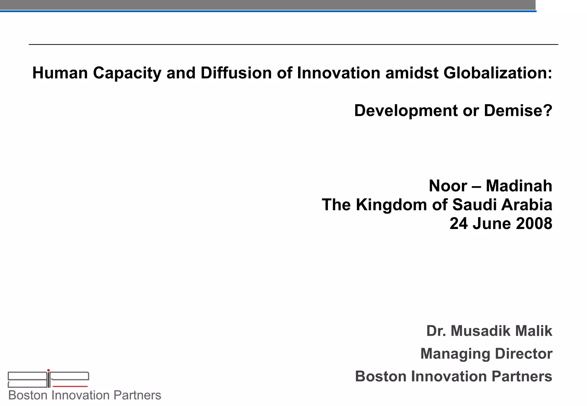 Human Capacity And Diffusion Of Innovation Amidst Globalization By Dr ...