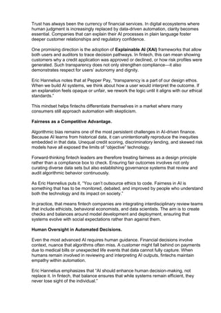 Human-Centered AI in Fintech. Designing for Transparency and Fairness ...