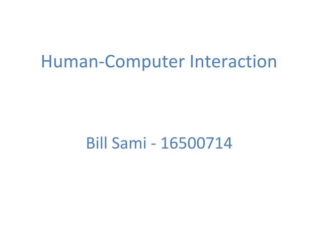 Human Computer Interaction | PPT