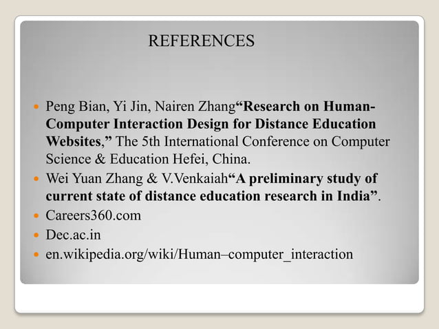 Human Computer Interaction Design For Distance Education Websites Ppt
