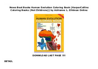 News Best Books Human Evolution Coloring Book (HarperCollins Coloring ...