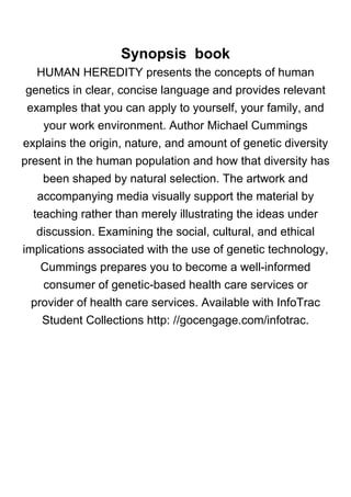 eBOOKPDFHuman Heredity: Principles and IssuesDOWNLOAD | PDF