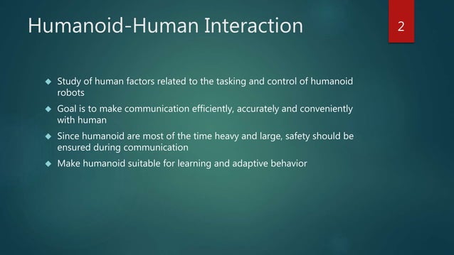 Human-Humanoid interaction | PPTX | Robotics | Technology & Computing